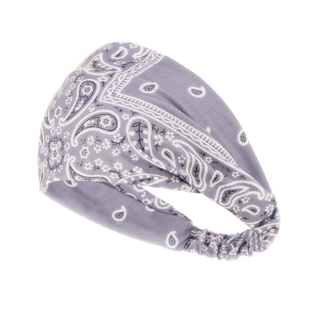 Dry Sweat Hair Hairband Wrap Quick Cashew Printed Sport Head Band Headband Headband Headbands Unisex (Grey-3, One Size)