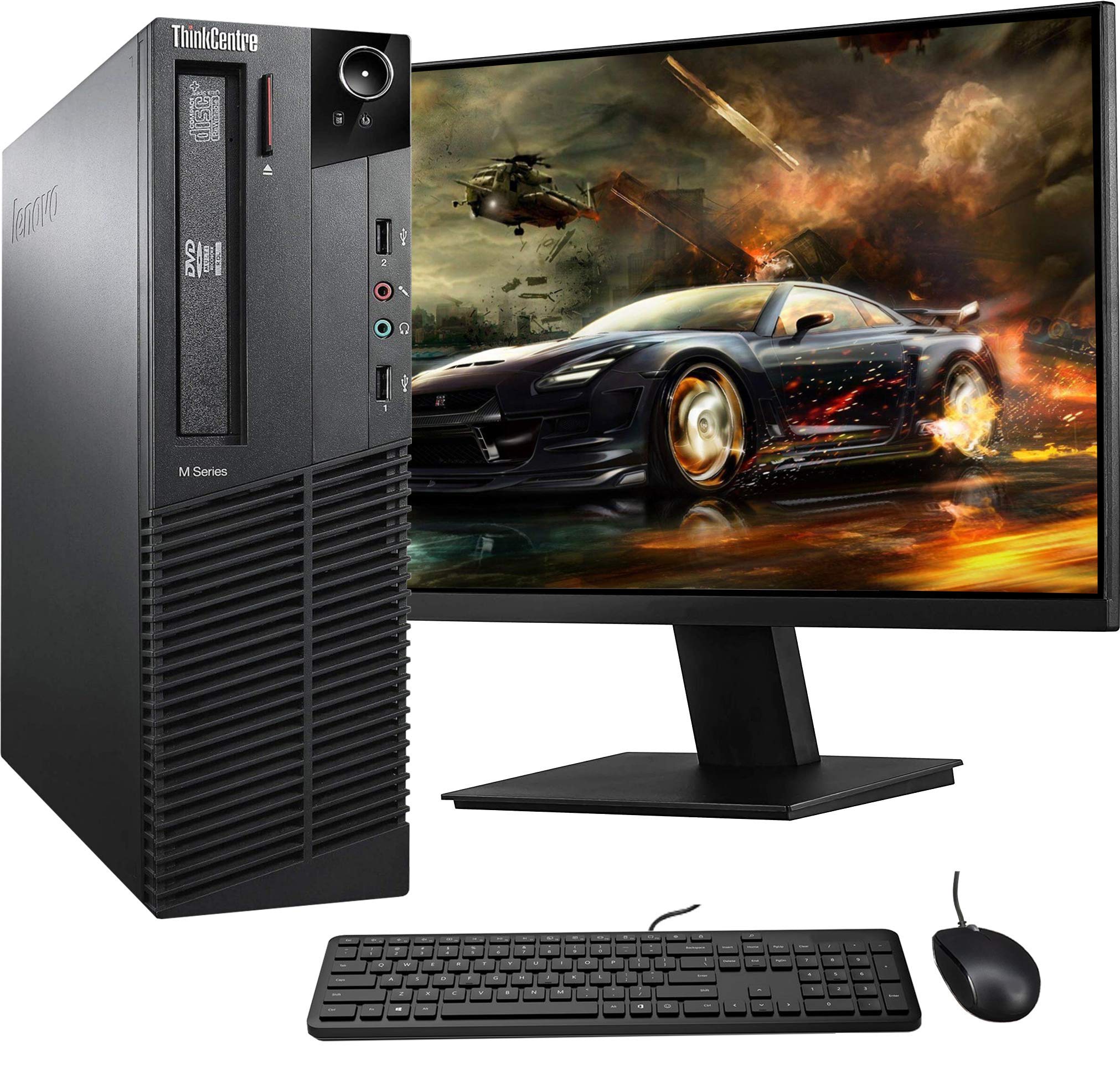 Lenovo Small Form Computer Desktop PC, Intel Core i5 3.10 GHz, 16GB Ram, 120GB SSD, 1TB Hard Drive,Wifi | Bluetooth, HDMI, New 27" LED Monitor, NVIDIA GeForce GT 1030 2GB DDR5, Win 10 (Renewed)