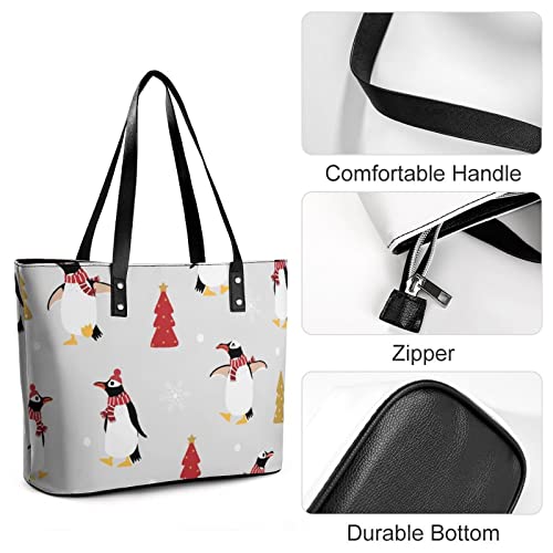 Womens Handbag Penguins Leather Tote Bag Top Handle Satchel Bags For Lady