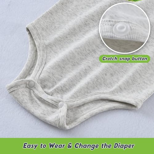 WAWSAM Little Brother Saurus Bodysuit Baby Boys’ Dinosaur Newborn Romper Gift (Light Grey, 0-3 Months)