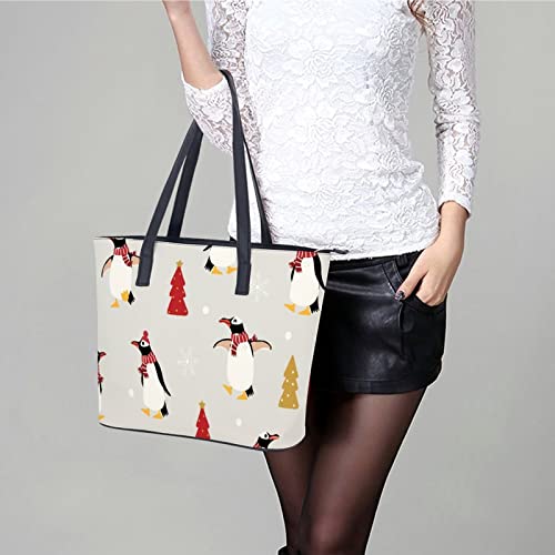 Womens Handbag Penguins Leather Tote Bag Top Handle Satchel Bags For Lady