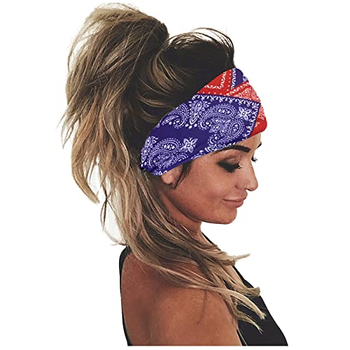 minjiSF Print Elastic Hair Headband Headband Bandana Head Women Band Wrap Headband Mens Sweat Headband