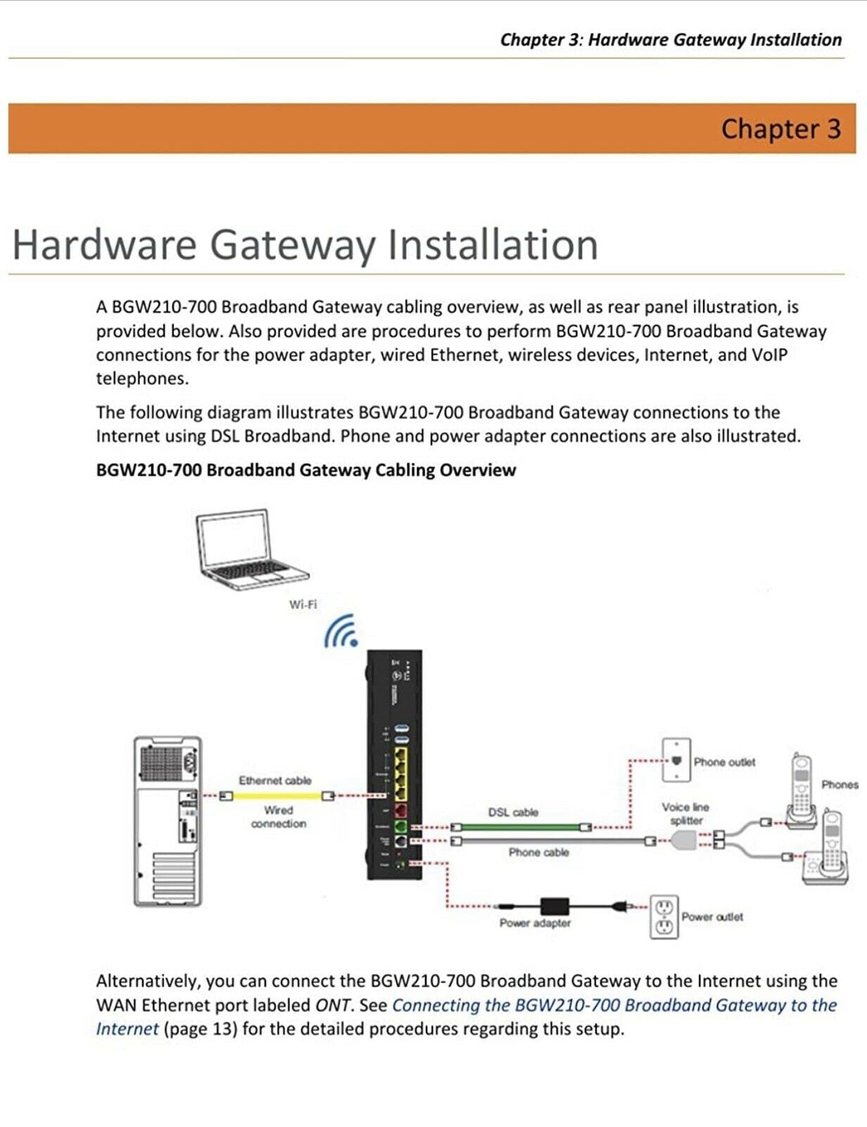 AT&T Ethernet BGW210 802.11b/g/n/ac 400mW Bonded VDSL2 Wireless Voice Gateway 4 x Gigabit Ports (ONT Required),Black