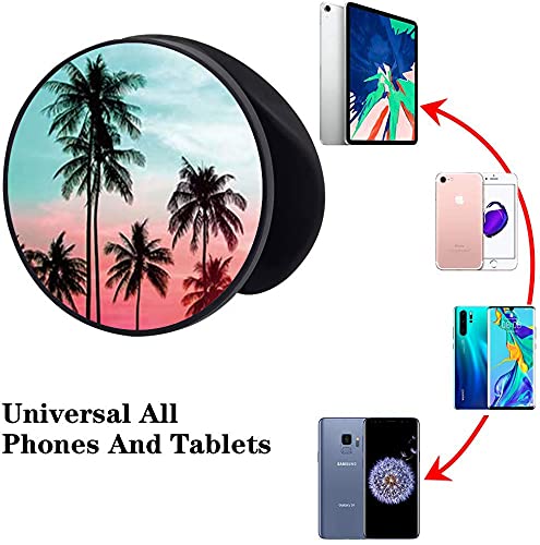 IYAYUHE Multi-Function Cell Phone Stand,Purple Blue Galaxy Black Palm Trees White Expanding Stand Grip for Smartphones and Tablets (4 Pack)