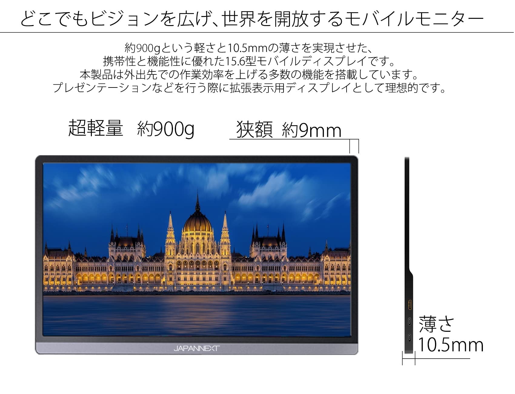 JAPANNEXT JN-MD-IPS1563FHDR 15.6-Inch FHD Mobile Monitor USB Type-C Mini HDMI