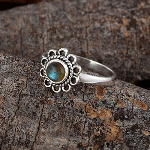 925 Sterling Silver Ring For Women & Girls Genuine Labradorite Ring Sterling Silver Boho Ring Blue Gemstone Ring