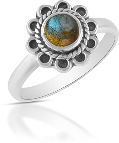 925 Sterling Silver Ring For Women & Girls Genuine Labradorite Ring Sterling Silver Boho Ring Blue Gemstone Ring