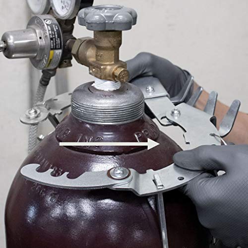 Strong Hand Tools Universal Fit Gas Cylinder Accessory Hanger, 6 Multi-Purpose Hooks, 4-Point Locking, Glove Clip/Cap Hook, Dual-Prong Hook for T-Shaped Tools, Adjustable Opening, GCH160, Gray