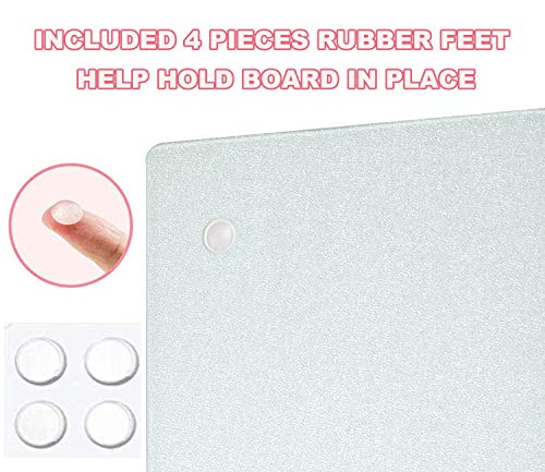 Tempered Glass Cutting Board Red wine Tableware Kitchen Decorative Cutting Board with Non-slip Legs, Serving Board, Large Size, 15" x 11"