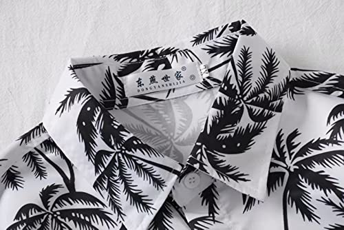 Men's Hawaiian Floral Shirts Cotton Button Down Tropical Holiday Beach Shirts with Pocket