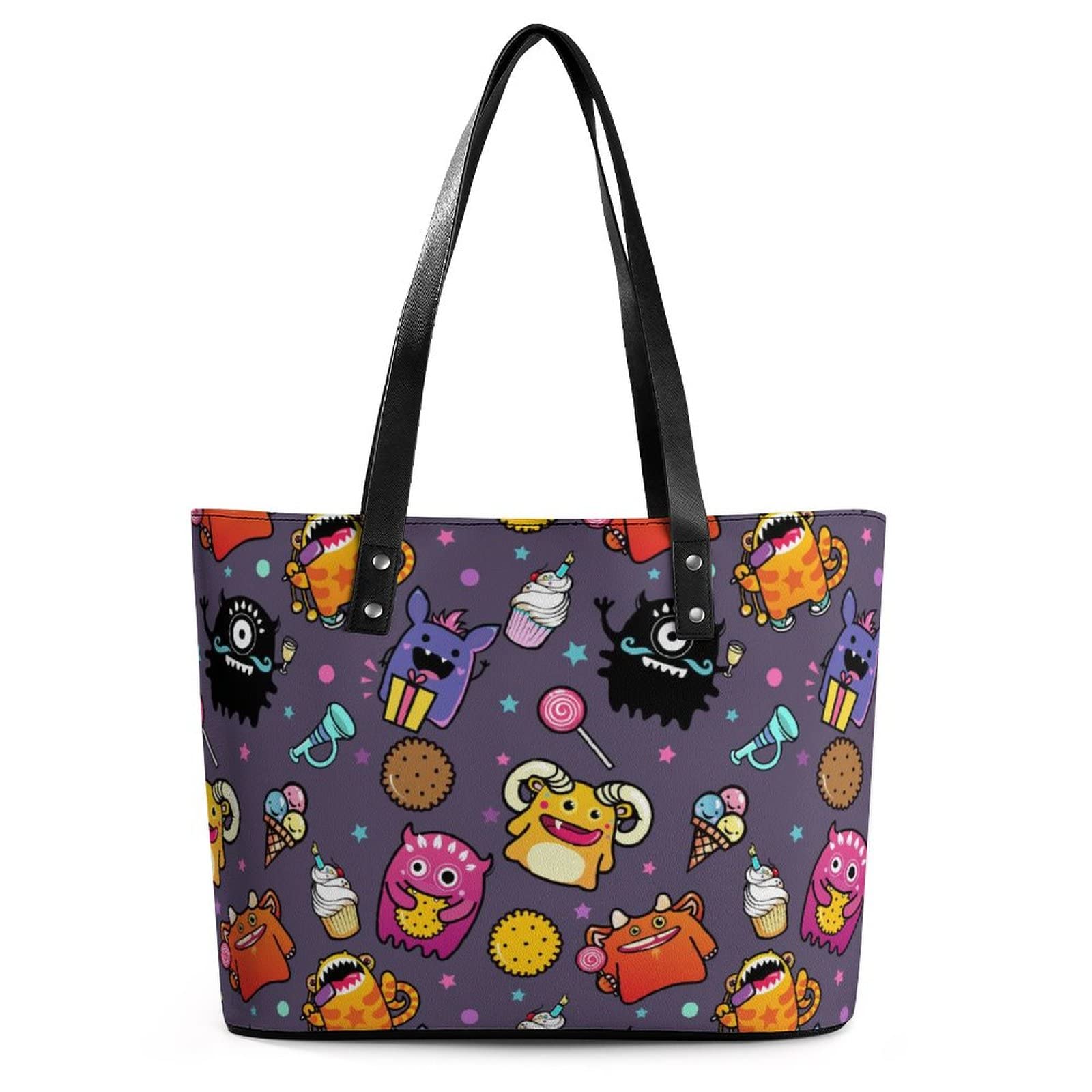 Womens Handbag Doodle Pattern Leather Tote Bag Top Handle Satchel Bags For Lady