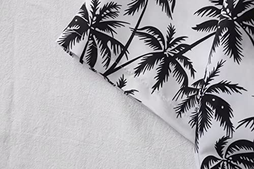 Men's Hawaiian Floral Shirts Cotton Button Down Tropical Holiday Beach Shirts with Pocket