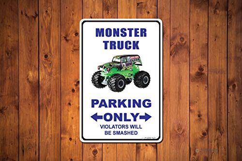 ZYPENG Metal Street Sign Monster Truck Parking Only Violators Will Be Smashed Decor Tin Signs 8 x 12 inches