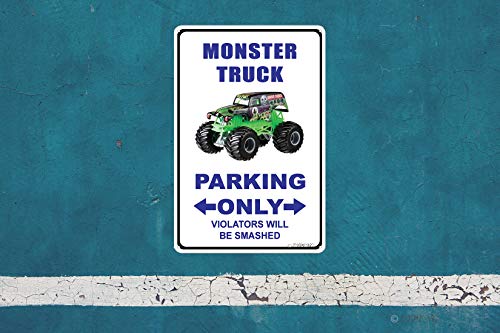 ZYPENG Metal Street Sign Monster Truck Parking Only Violators Will Be Smashed Decor Tin Signs 8 x 12 inches