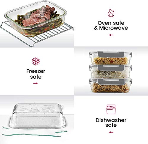 Prime Cook Glass Food Container/storage In Rectangle 3 Pieces Set
