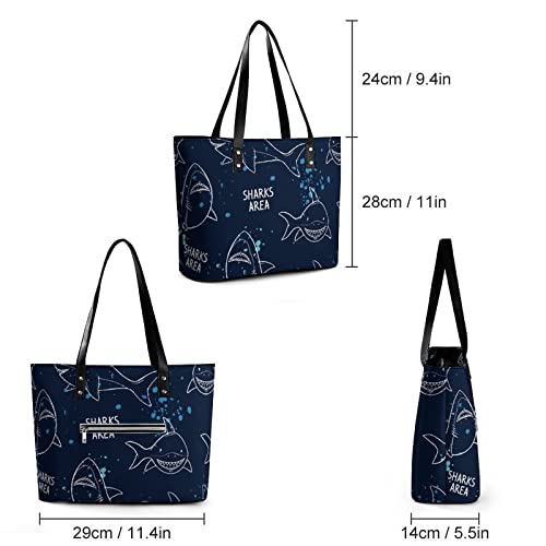 Womens Handbag Sharks Leather Tote Bag Top Handle Satchel Bags For Lady