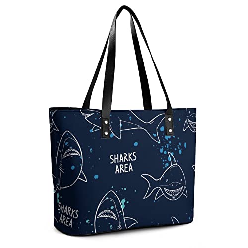 Womens Handbag Sharks Leather Tote Bag Top Handle Satchel Bags For Lady