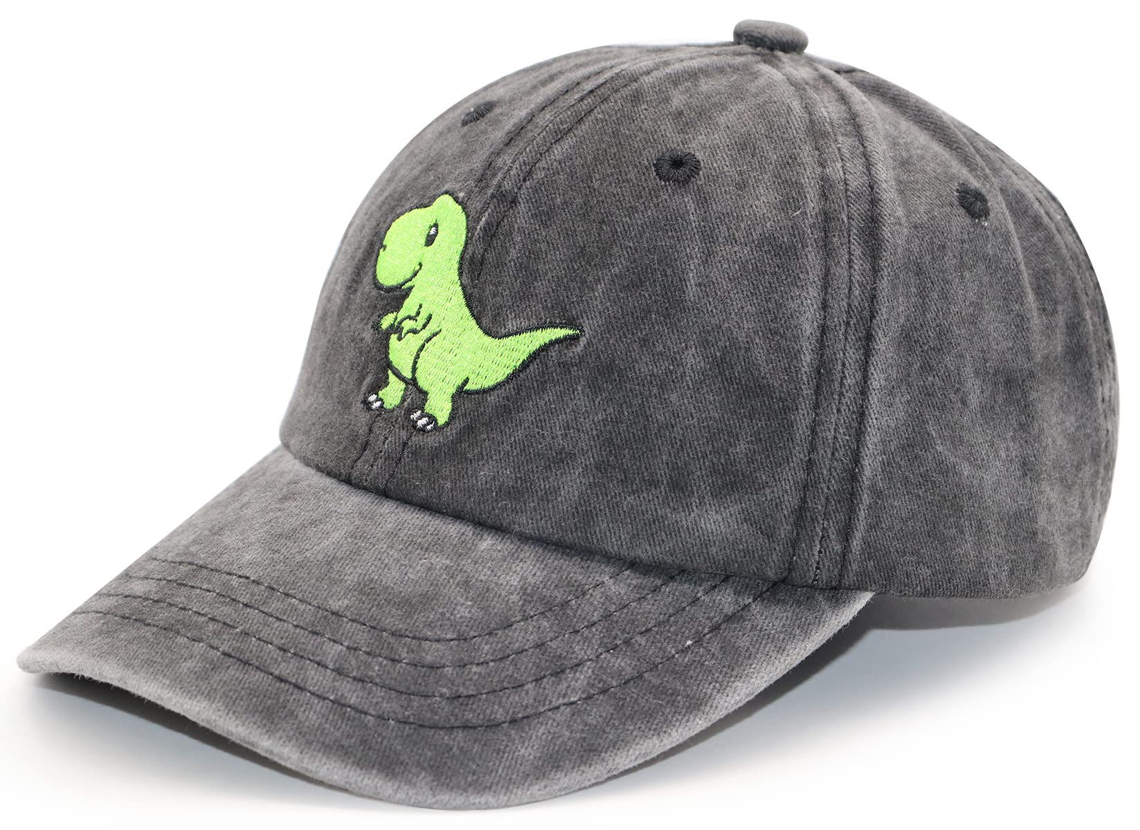 Kids Baseball Cap, Cute Dinosaur Birthday Gift for Boys and Girls, Adjustable Washed Embroidered T Rex Toddler Hat