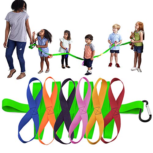 Toddler Walking Rope,Colorful Walking Rope for Preschool Daycare School Kids Outdoor Colorful Handles to Keep Children Calm and Line (Holding Loop for 12 Children 2 Teachers) (Green)