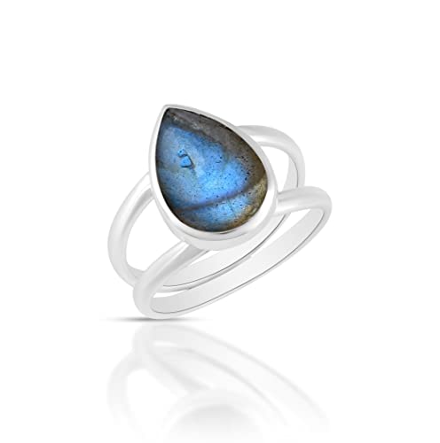 925 Sterling Silver Ring For Women & Girls Genuine Moonstone Ring Sterling Silver Handmade Ring June Birthstone Pear Gemstone Ring