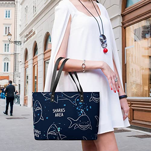 Womens Handbag Sharks Leather Tote Bag Top Handle Satchel Bags For Lady
