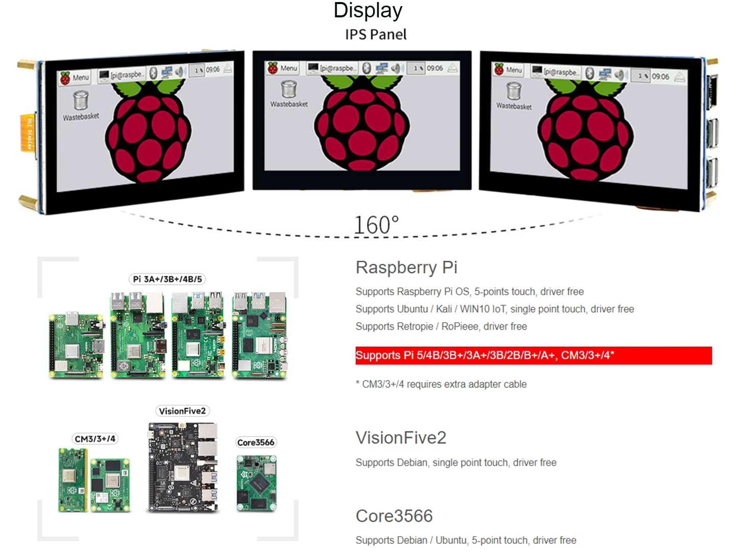 waveshare 4.3 inch DSI LCD Display for Raspberry Pi 4B/3B+/3A+/3B/2B/B+/A+/Compute Module 3+/3/4, 800×480 Touchscreen Capacitive IPS Screen Monitor, Support Raspbian/Ubuntu/Kali /WIN10 IoT/Retropie