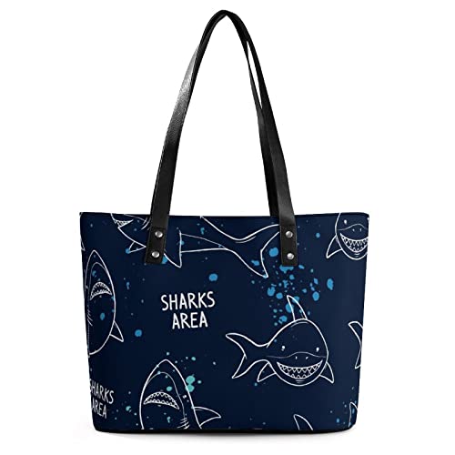Womens Handbag Sharks Leather Tote Bag Top Handle Satchel Bags For Lady