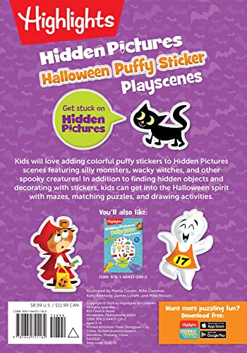 Halloween Hidden Pictures Puffy Sticker Playscenes: Over 50 Reusable Halloween Stickers to Decorate, Find Over 175 Hidden Objects, Solve Mazes and More (Highlights Puffy Sticker Playscenes)