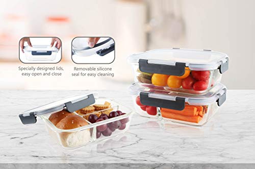 Prime Cook Glass Food Container/storage In Rectangle 3 Pieces Set