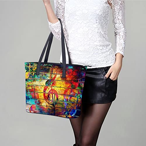 Womens Handbag Music Notes Leather Tote Bag Top Handle Satchel Bags For Lady