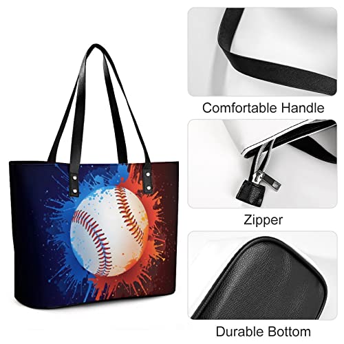 Womens Handbag Baseball Ball Softball Leather Tote Bag Top Handle Satchel Bags For Lady
