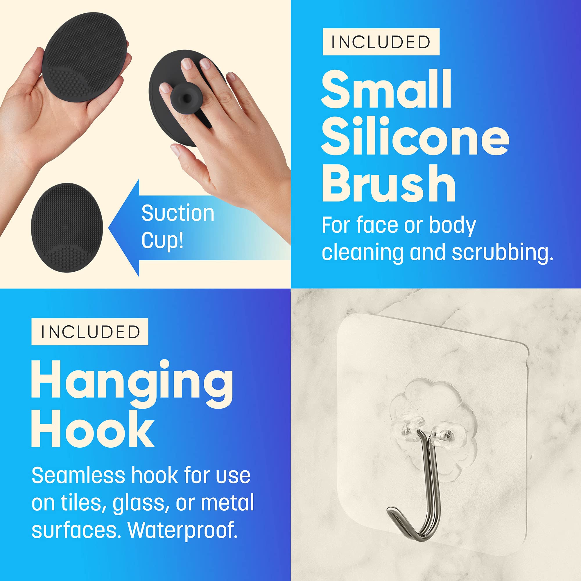 Silicone Back Scrubber for Shower- 36 Inches Back Body Brush Extra Long for Exfoliating & Massaging Hygienic Back Washer with Handle, Shower Silicone Back Scrubber for Men and Women, Black.