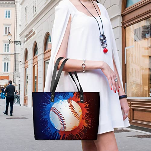 Womens Handbag Baseball Ball Softball Leather Tote Bag Top Handle Satchel Bags For Lady