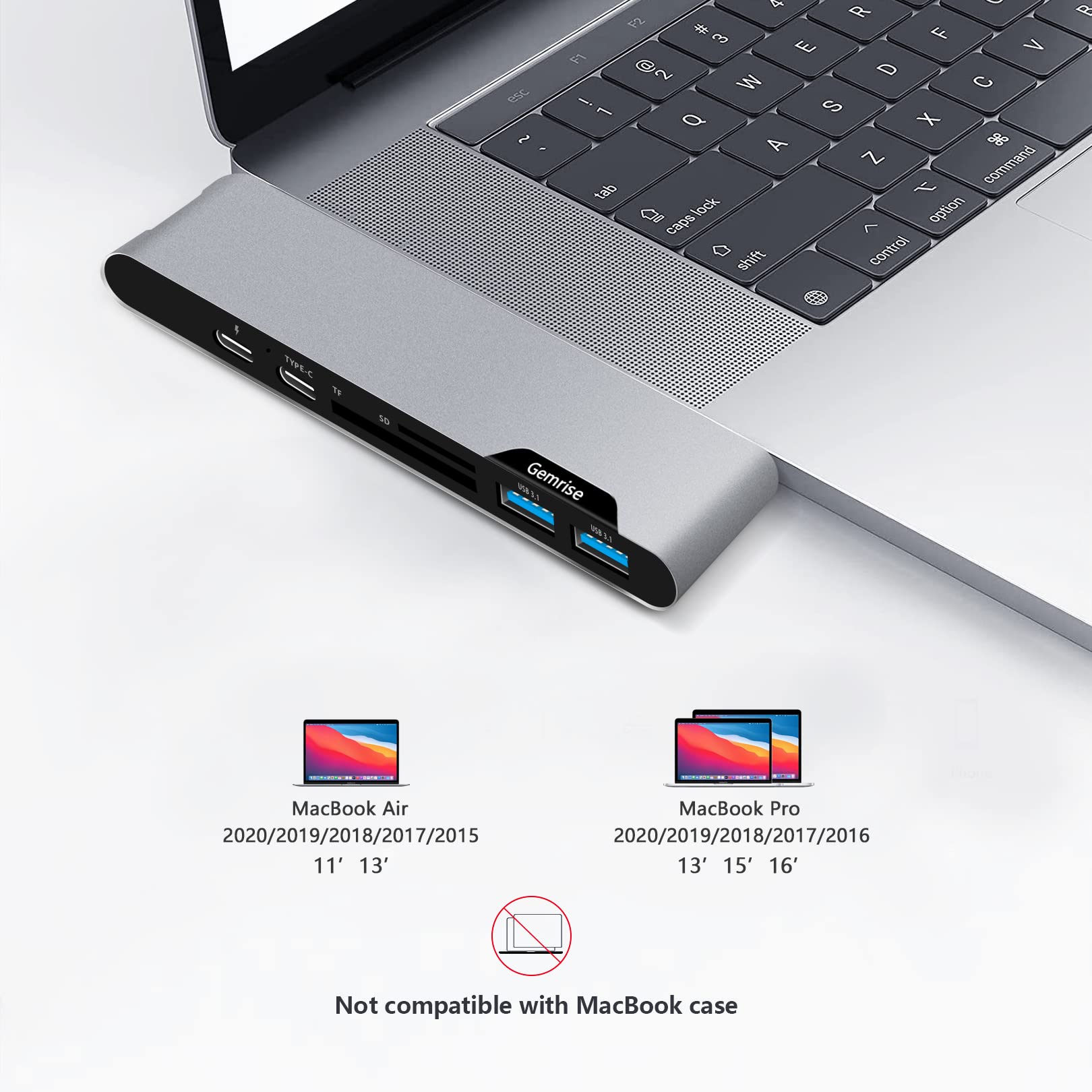 USB C Adapter for MacBook Pro/MacBook Air M1 2020 2019 2018 13" 15" 16", 7 in 2 USB C Hub for MacBook with thunderbolt 3 USB C Port 100W Power Delivery 5K HDMI USB C 2-USB A SD and microSD Card Reader