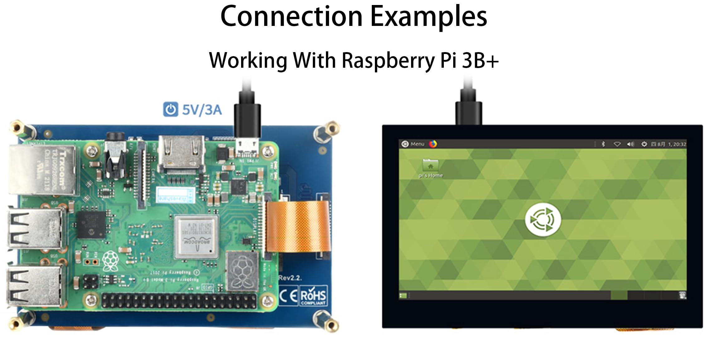waveshare 4.3 inch DSI LCD Display for Raspberry Pi 4B/3B+/3A+/3B/2B/B+/A+/Compute Module 3+/3/4, 800×480 Touchscreen Capacitive IPS Screen Monitor, Support Raspbian/Ubuntu/Kali /WIN10 IoT/Retropie
