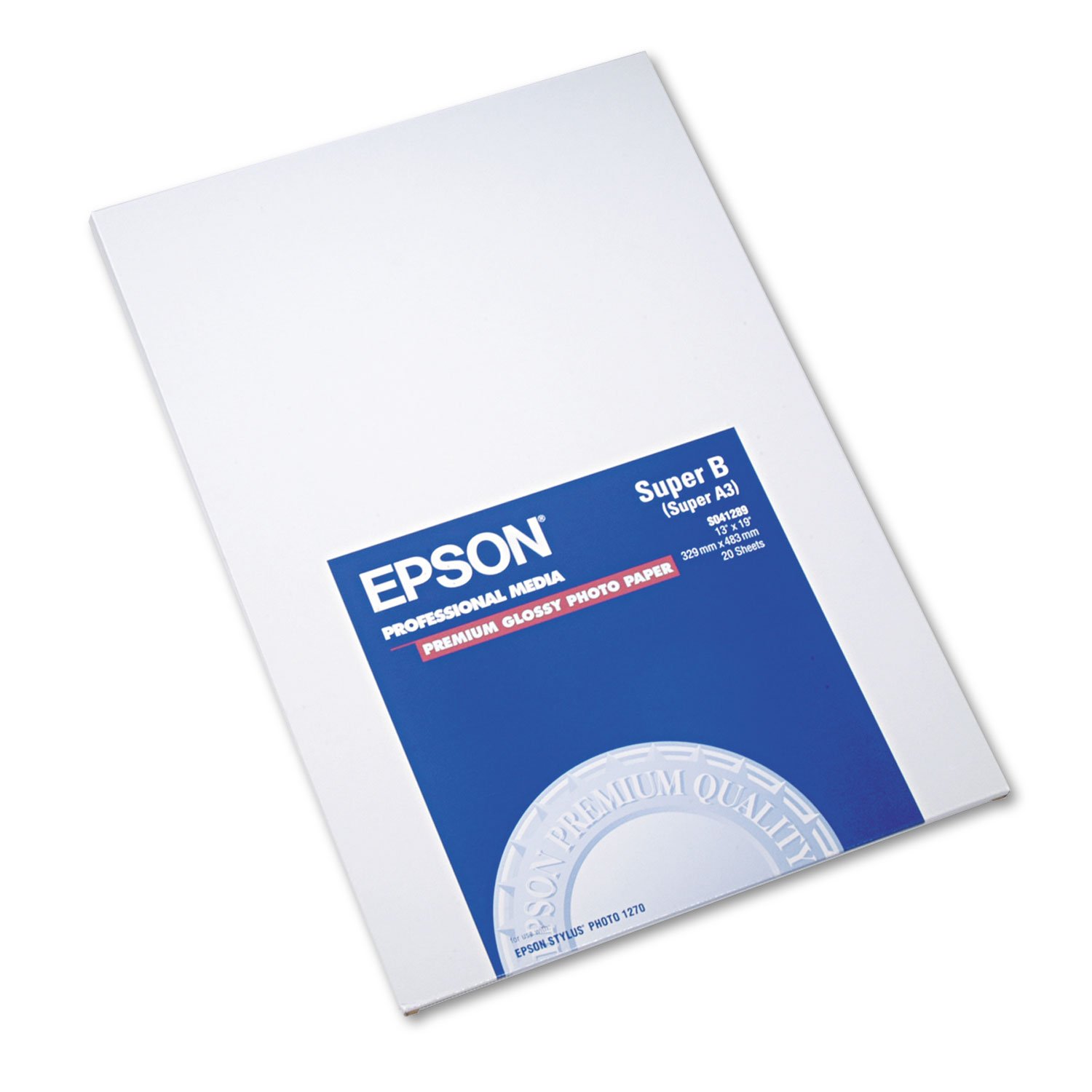 Epson Premium Photo Paper GLOSSY (13x19 Inches, 20 Sheets) (S041289),White