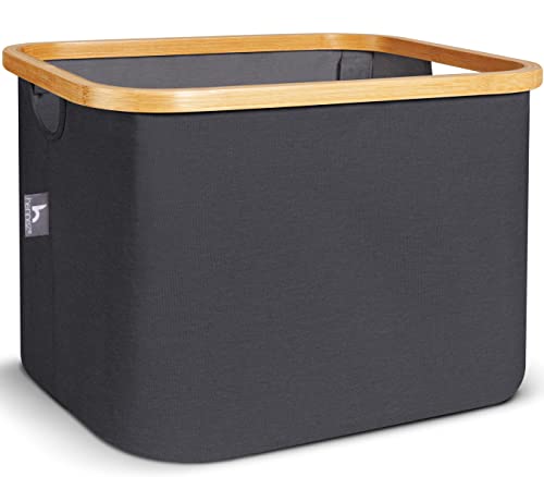 Hennez 40L Storage Basket For IKEA Kallax - Foldable Small Basket for Laundry - Fabric Storage Bins Bamboo - Collapsible Storage Baskets for Organizing Shelf Organizer Bins Closet Baskets for Shelves