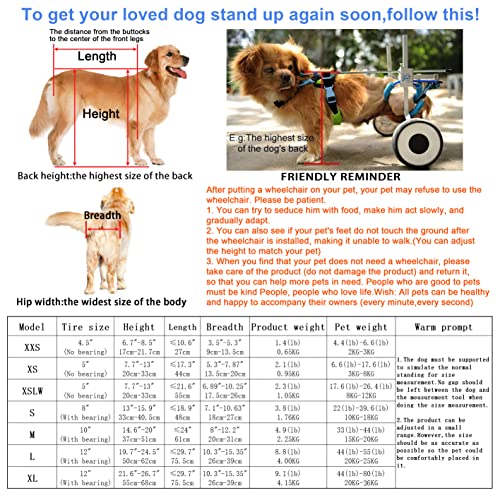 HobeyHove Adjustable Dog Cart/Wheelchair for Back Legs,Pet/Doggie Wheelchairs with Disabled Hind Legs Walking,Light Weight (7-Size)(XXS)