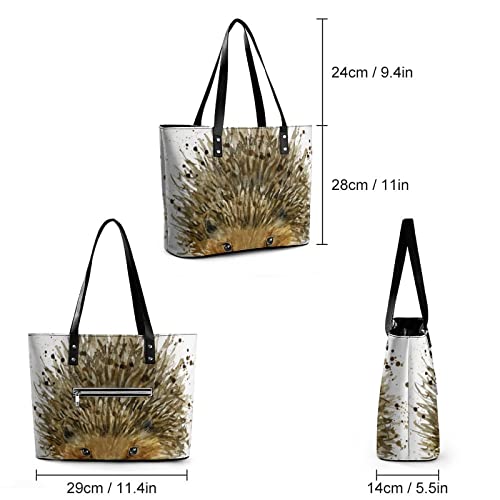 Womens Handbag Hedgehog Leather Tote Bag Top Handle Satchel Bags For Lady