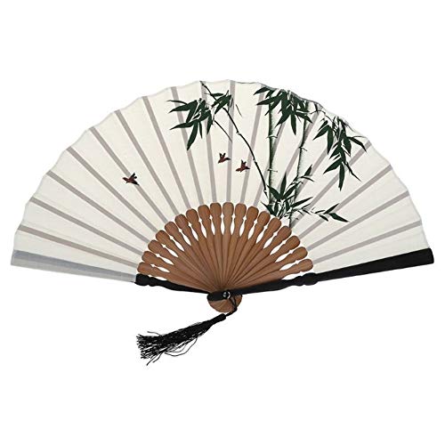 RAZZUM Decorative Folding Fans Chinese Style Vintage Summer Bamboo Folding Fan Hand Held Fan Dance Wedding Party Decor Pocket Gifts Gift Hand Fan Fan (Color : Khaki)