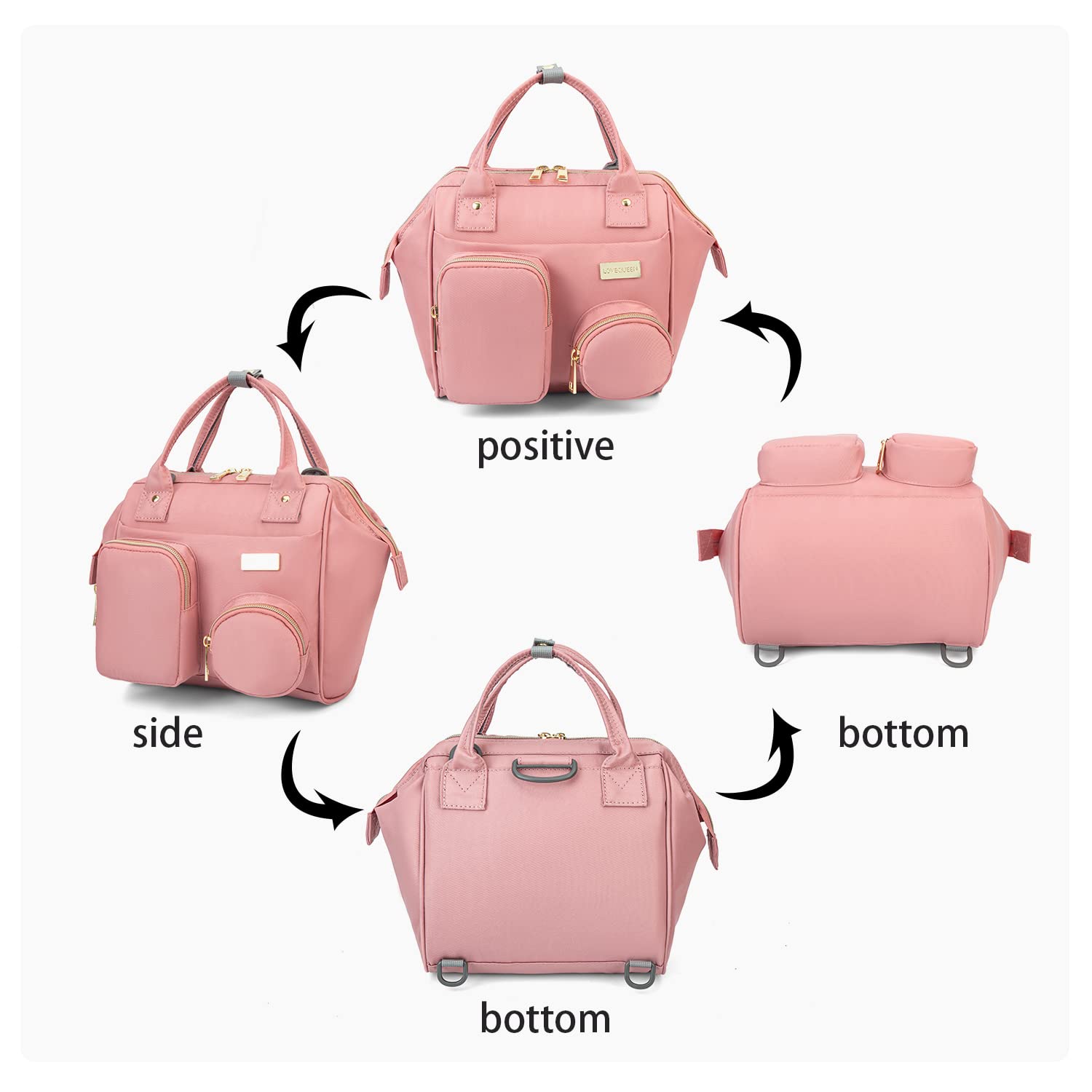 Lmbabter Baby Diaper Bag Backpack Waterproof Multi-Function Convertible Mini Smart Diaper Bag Backpack for Outdoor (Pink)