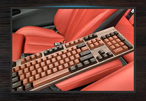 BAWAQAF Gaming Keyboard Wood Texture Mechanical Keyboard Mechanical Gaming Keyboard RGB Rainbow Backlit Compact Wired Keyboard 104 Keys(Brown Switch and Red Switch)