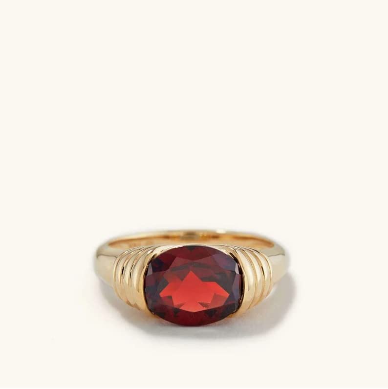 Natural Garnet Ring 5.50 Carat, 925 Sterling Silver, Handmade Gold Plated Beautifull Ring For Men And Woman, Ideal Gift Item (Size 6 To 16 Us) By GARVIT COLLECTIONS
