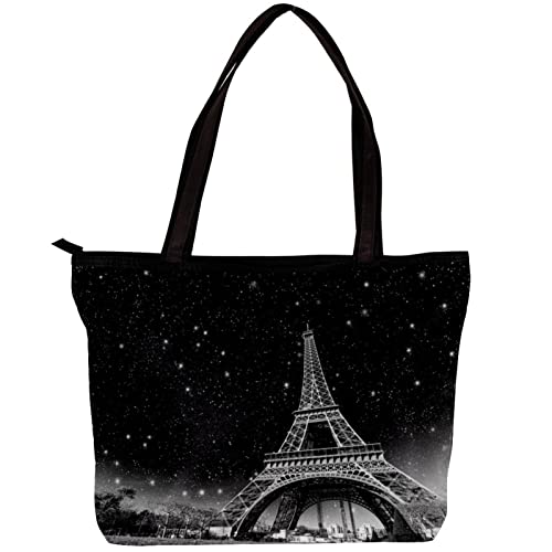 Purses for Women, Tote Bag, Bags for Women, Womens Handbags, Black Starry Sky Retro Eiffel Tower pattern