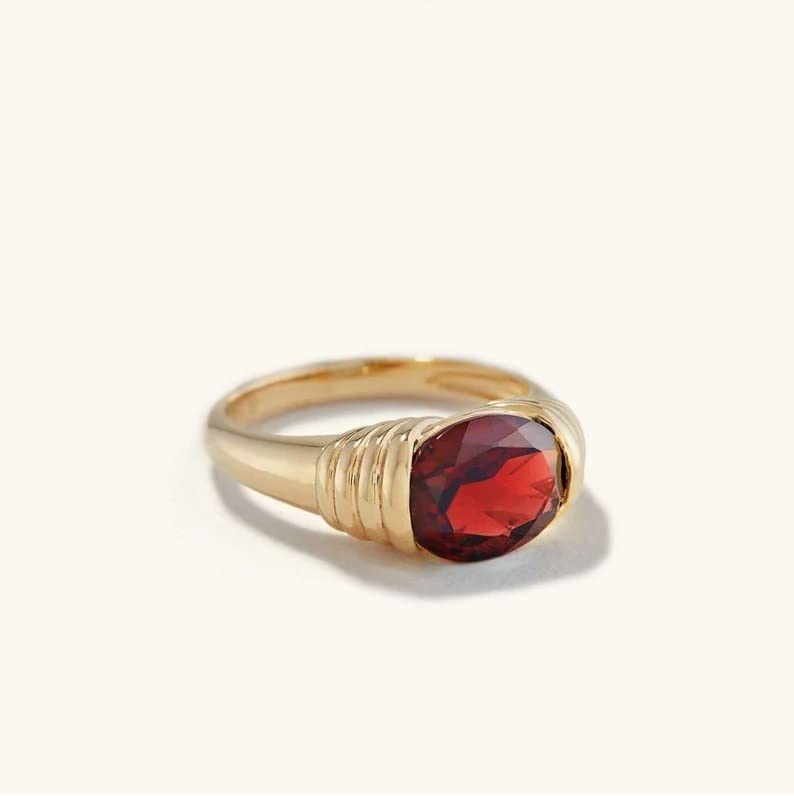 Natural Garnet Ring 5.50 Carat, 925 Sterling Silver, Handmade Gold Plated Beautifull Ring For Men And Woman, Ideal Gift Item (Size 6 To 16 Us) By GARVIT COLLECTIONS