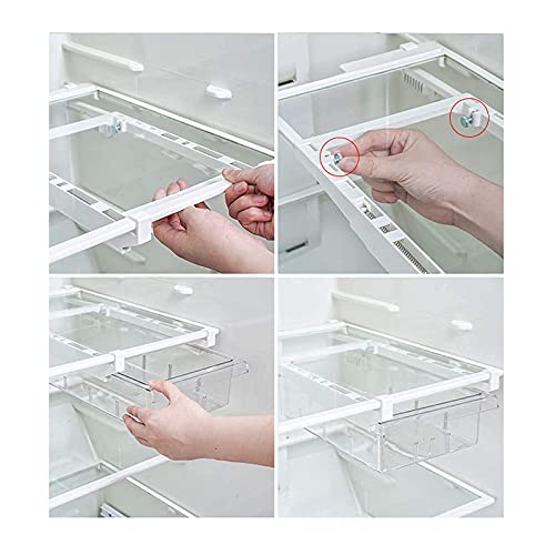 Guanniao Fridge Organizer Drawer Refrigerator Drawer Organizer Pull Out Plastic Fridge Storage Bins Containers for Fruit Vegetable (17.3inch-2Organizer)