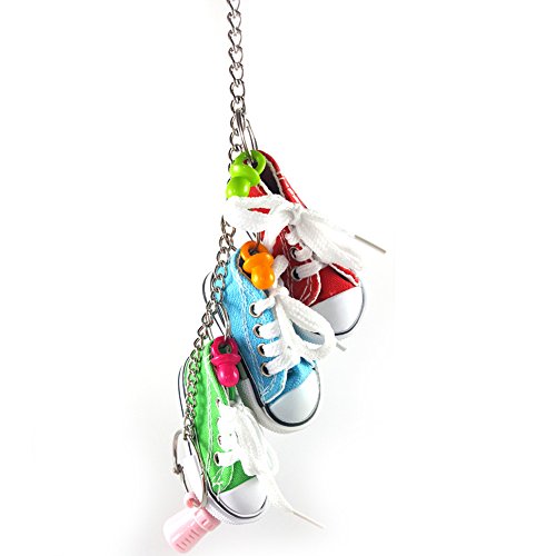SONGBIRDTH Parrot Chew Toys - Colorful Hanging Pet Bird Parrot Chewing Biting Sports Shoes Toy Cage Decorationy for Medium and Small Parrot Random Color