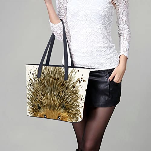Womens Handbag Hedgehog Leather Tote Bag Top Handle Satchel Bags For Lady
