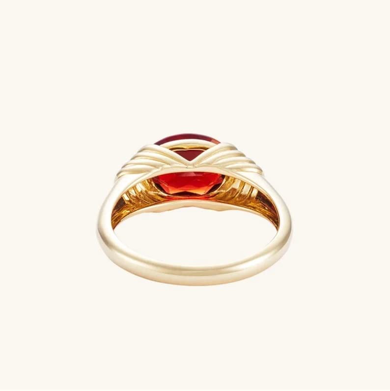 Natural Garnet Ring 5.50 Carat, 925 Sterling Silver, Handmade Gold Plated Beautifull Ring For Men And Woman, Ideal Gift Item (Size 6 To 16 Us) By GARVIT COLLECTIONS