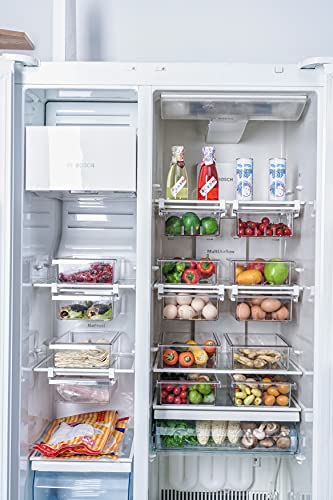 Guanniao Fridge Organizer Drawer Refrigerator Drawer Organizer Pull Out Plastic Fridge Storage Bins Containers for Fruit Vegetable (17.3inch-2Organizer)